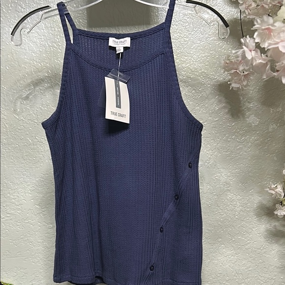 True Craft | Tops | True Craft Ribbed Blue Buttoned Camisole | Poshmark